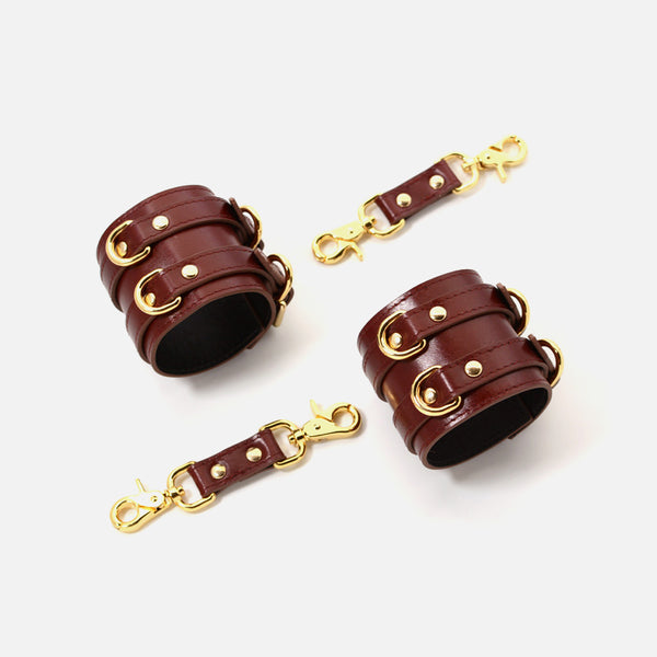 Double-Buckle Genuine Leather Wrist Cuffs - OZGAGA