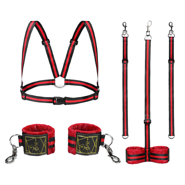 Deluxe BDSM Red Passion Behind Back Restraint Kit (5pc) - OZGAGA