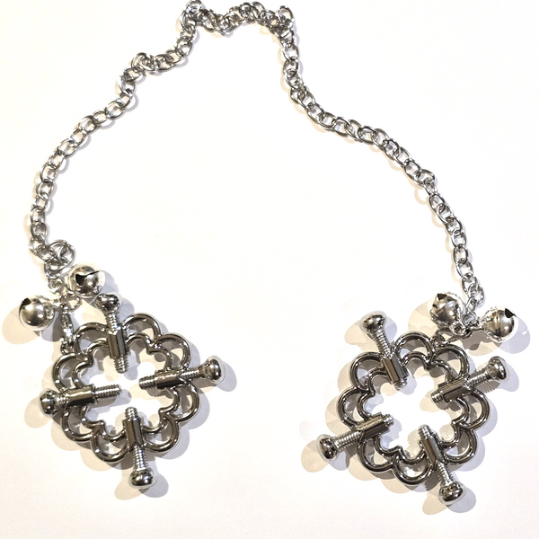 Flower Screw Nipple Clamps with Chain & Bells - OZGAGA