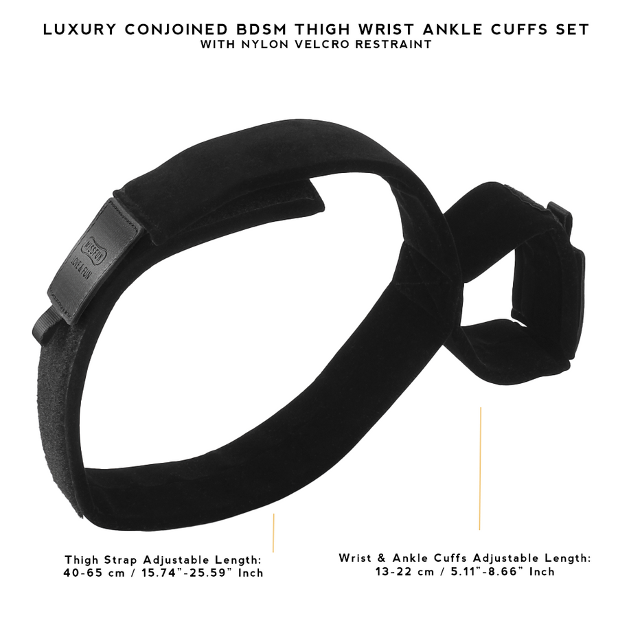 Luxury Conjoined BDSM Thigh Wrist Ankle Cuffs Set Nylon Restraint - OZGAGA