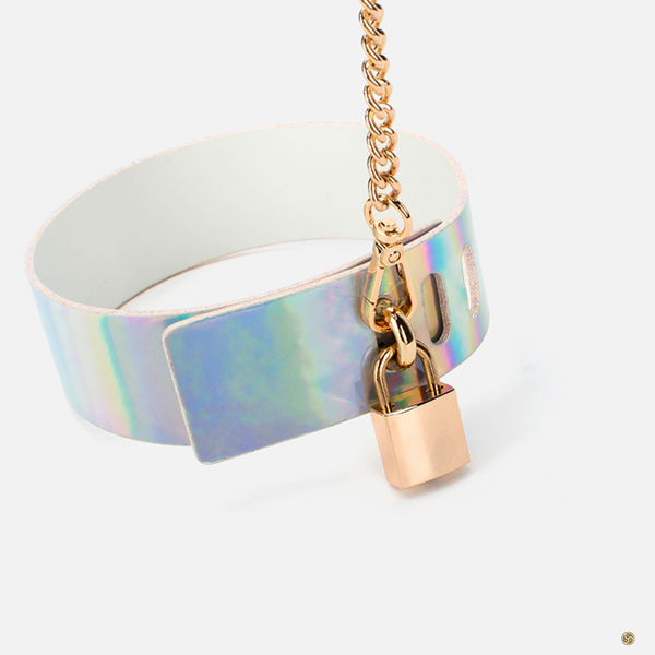 Aurora BDSM Lock Collar with Leash - OZGAGA