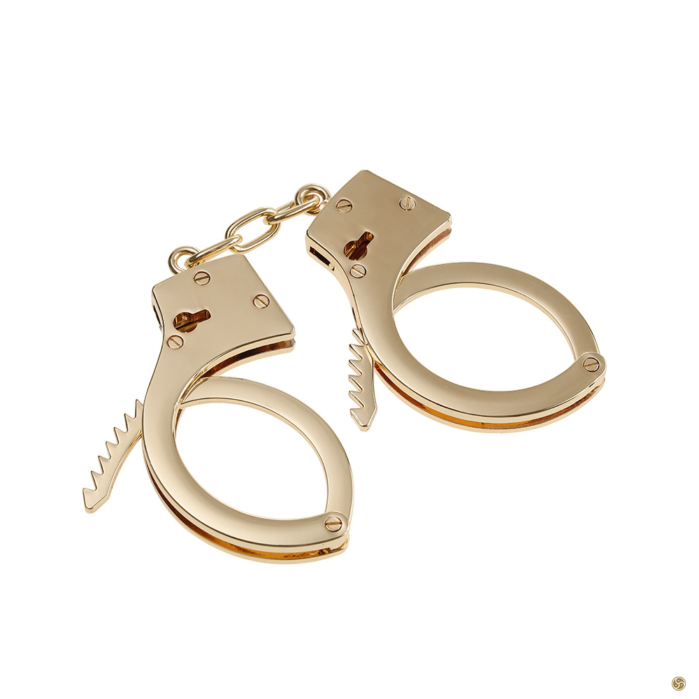 BDSM Essential Stainless Steel Gold Handcuffs with Safety Release - OZGAGA